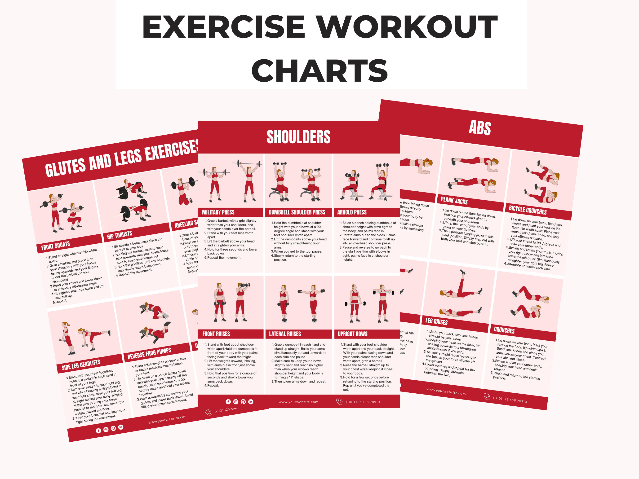 Workout Chart Exercise Chart With Exercise Illustrations and - Etsy