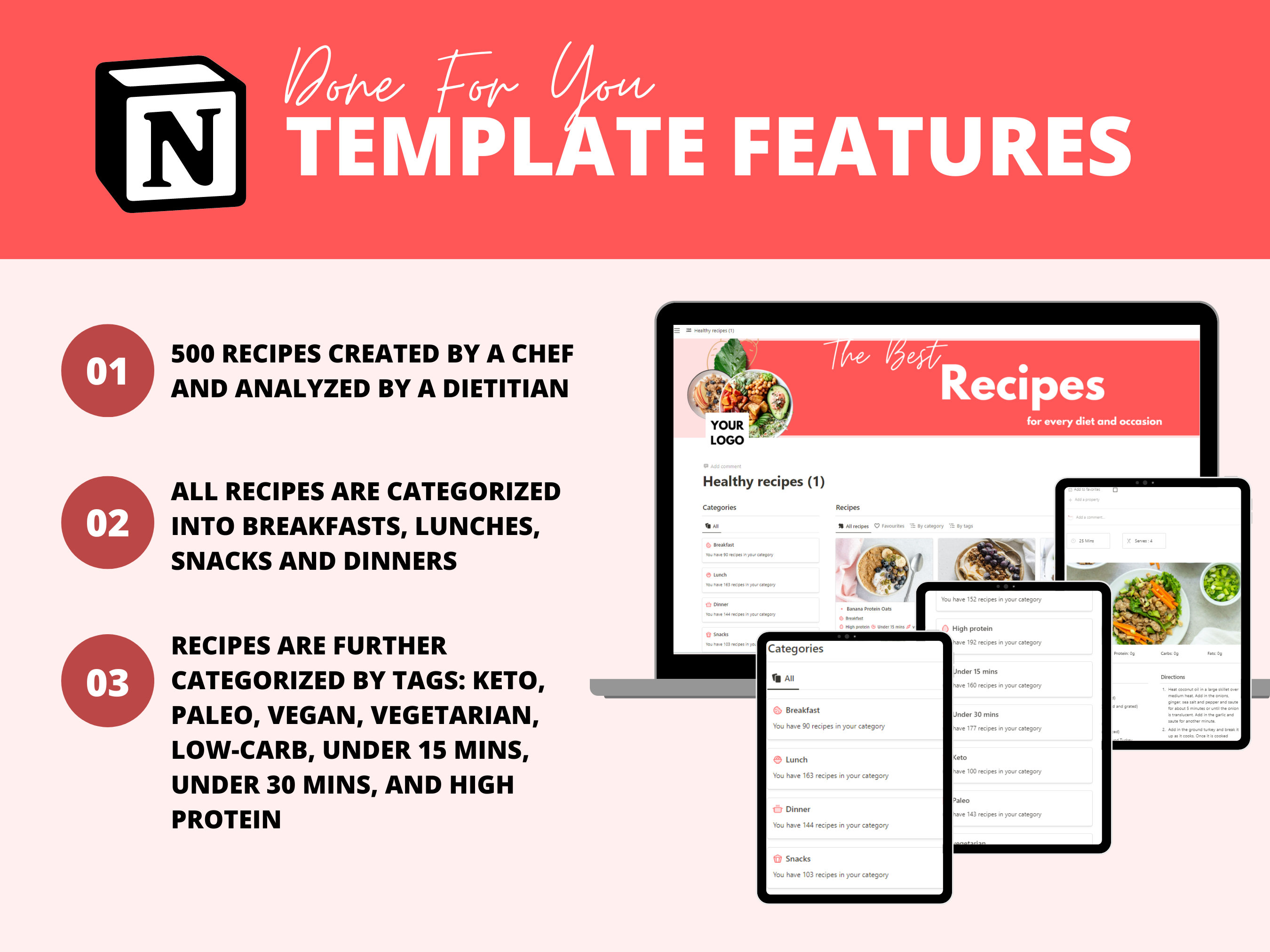Notion Template, Notion Templates, Notion Recipe Manager With 500 Ready ...