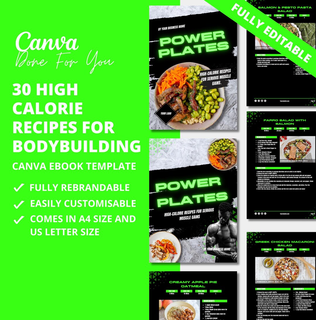 30 High Calorie Recipes for Bodybuilding, Cookbook Template for Health ...