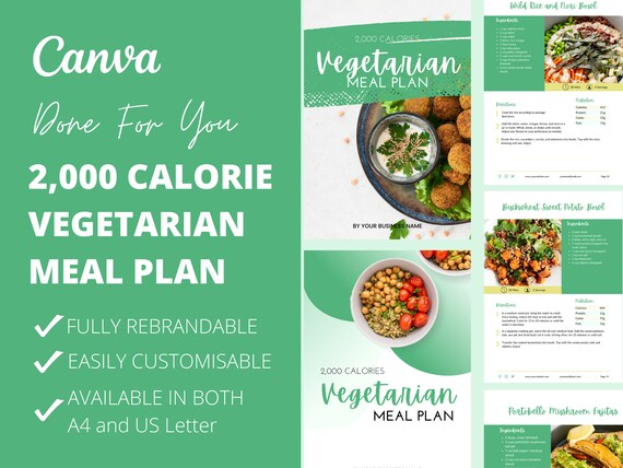 7-day Vegetarian Meal Plan Template With Healthy and Delicious - Etsy