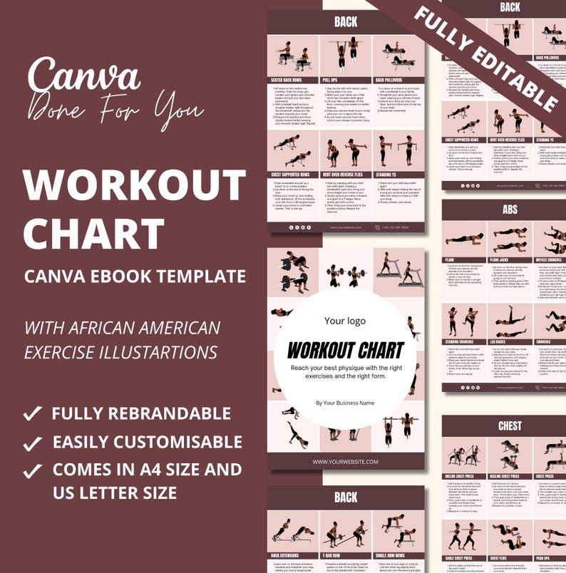 PLR Workout Chart, Canva Ebook Template, PLR Digital Products, DFY ...