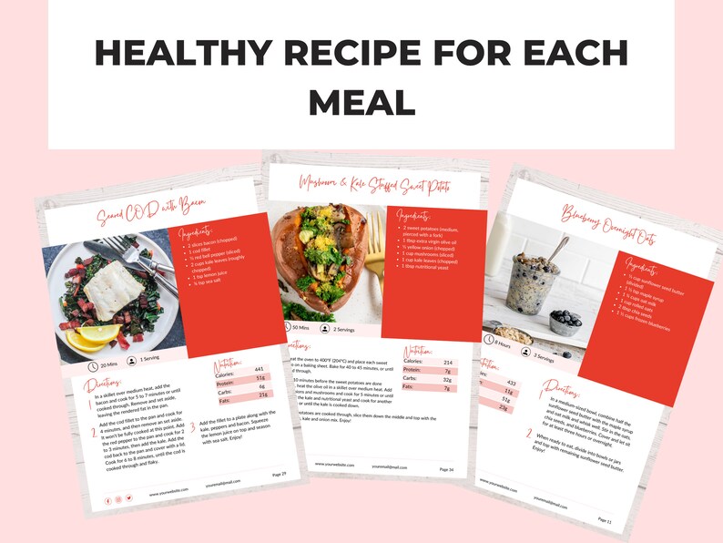 14-day Meal Plan Template With Healthy and Delicious Recipes, 2,000 ...
