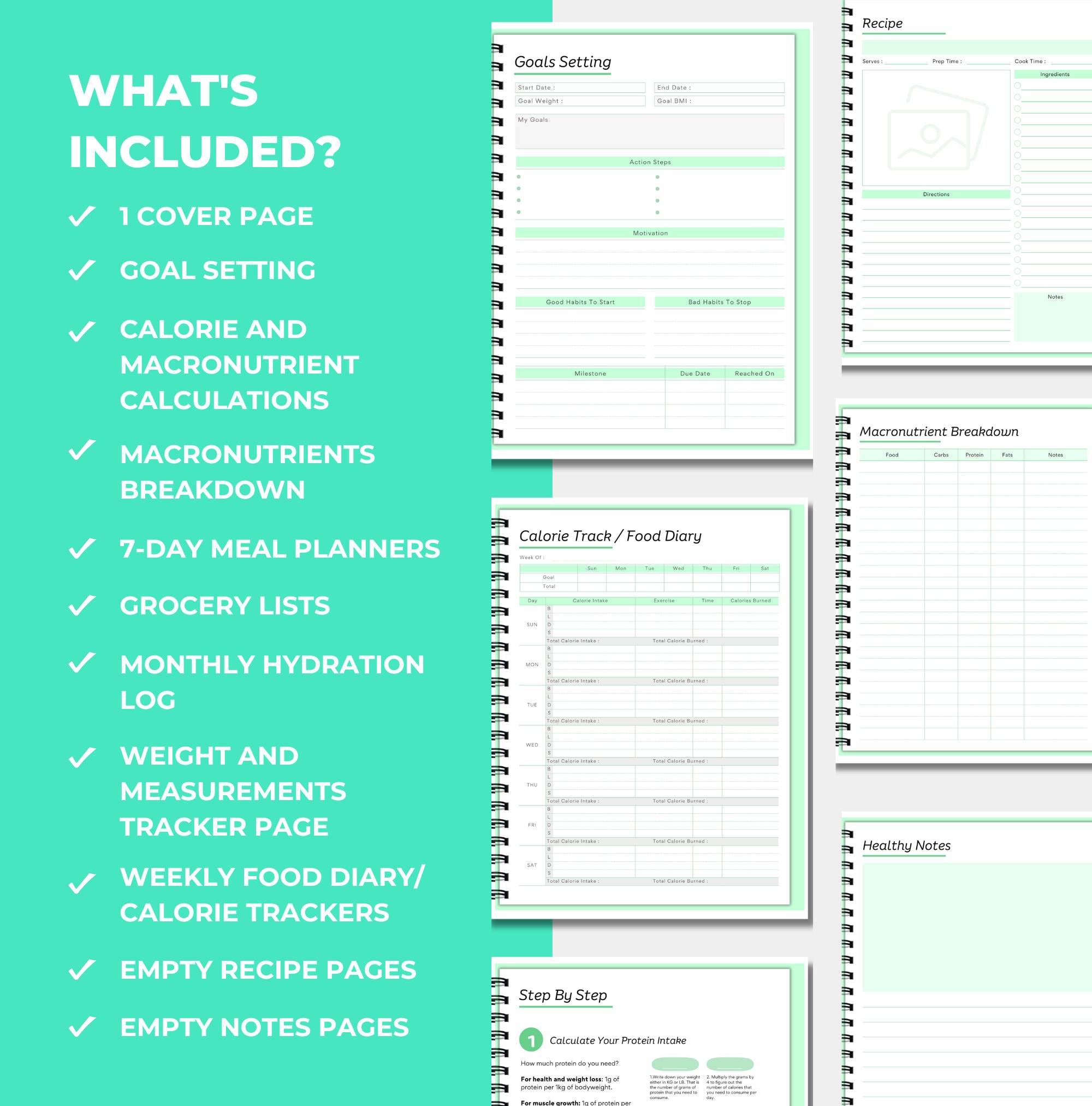 Nutrition & Diet Planner Template, Canva Planner Template, Digital ...