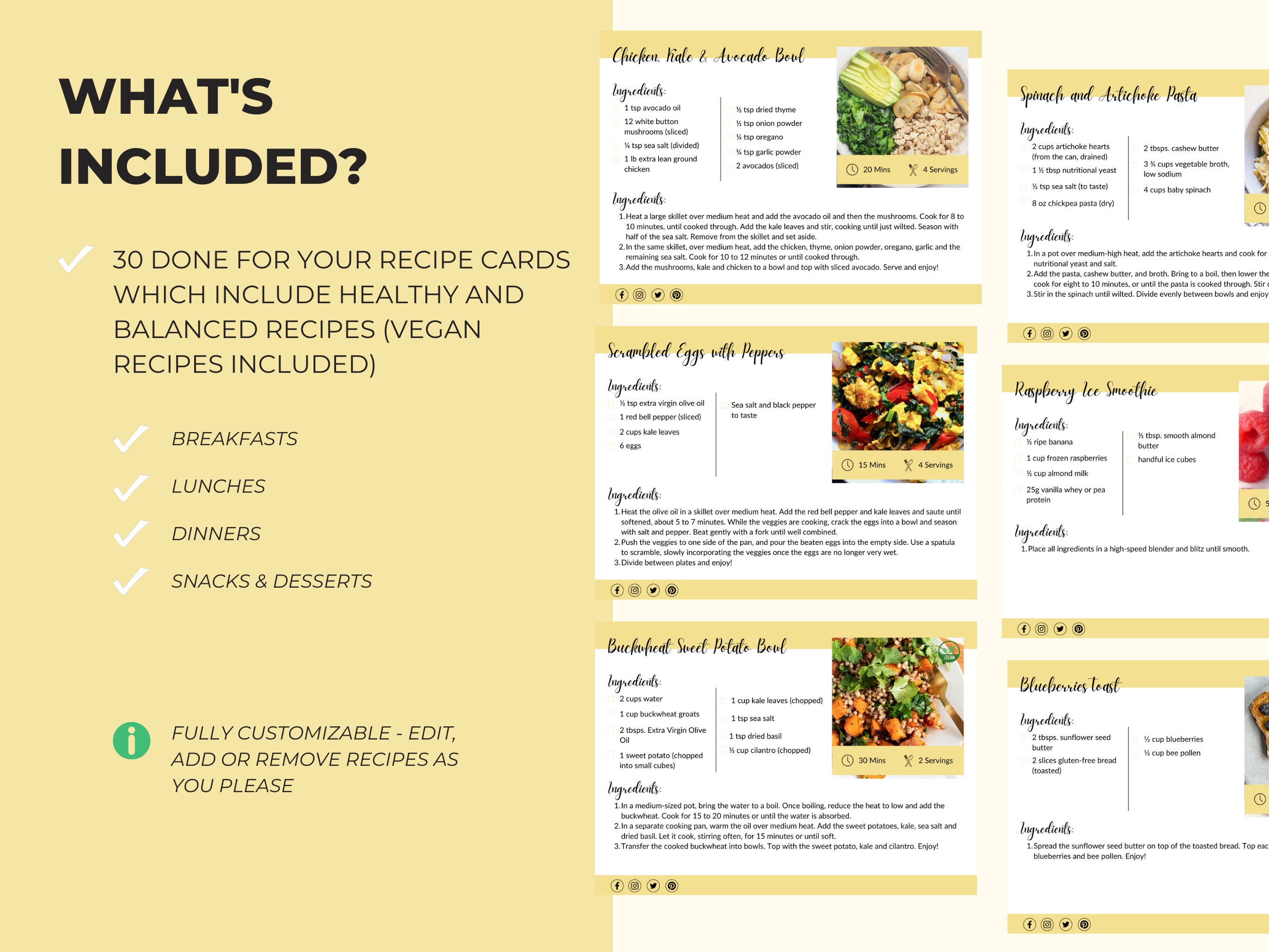 Recipe Card Template 4 X 6 and 5 X 7 Which Includes Done for You 30 ...