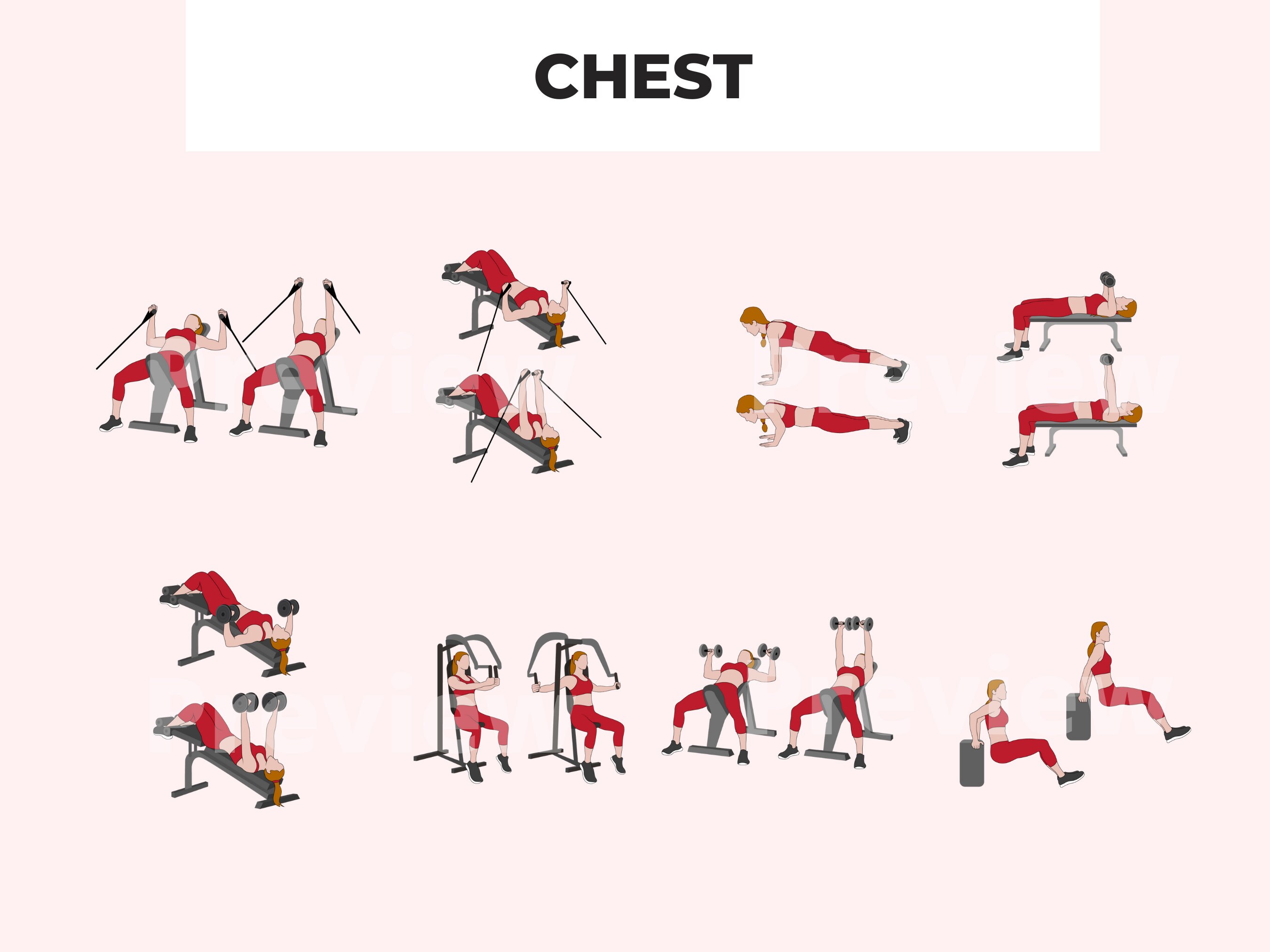 92 Exercise Illustrations in PNG Format for Health and Fitness - Etsy