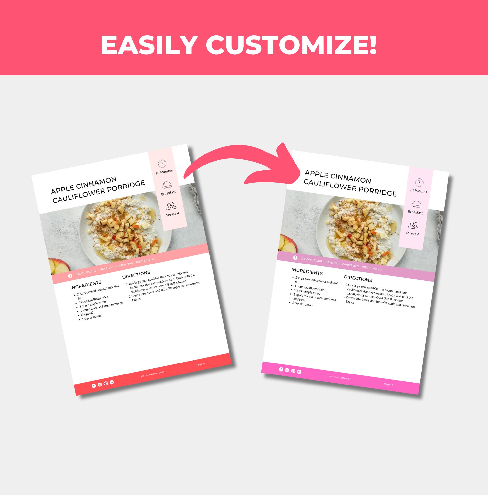 30 Vegan Recipes, Cookbook Template for Health and Fitness Coaches ...