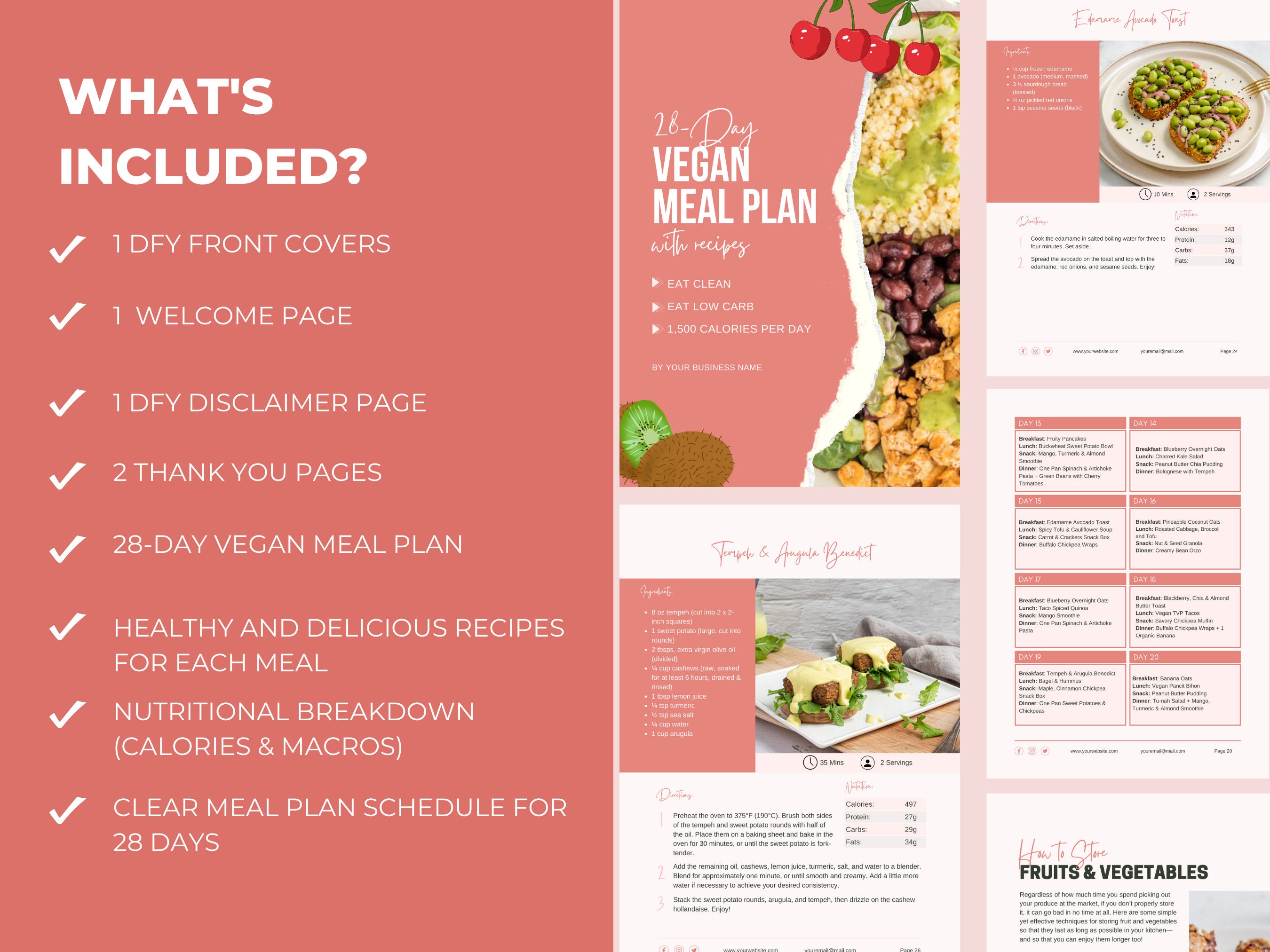 28-day Vegan Meal Plan Template With Healthy Recipes 1500 - Etsy