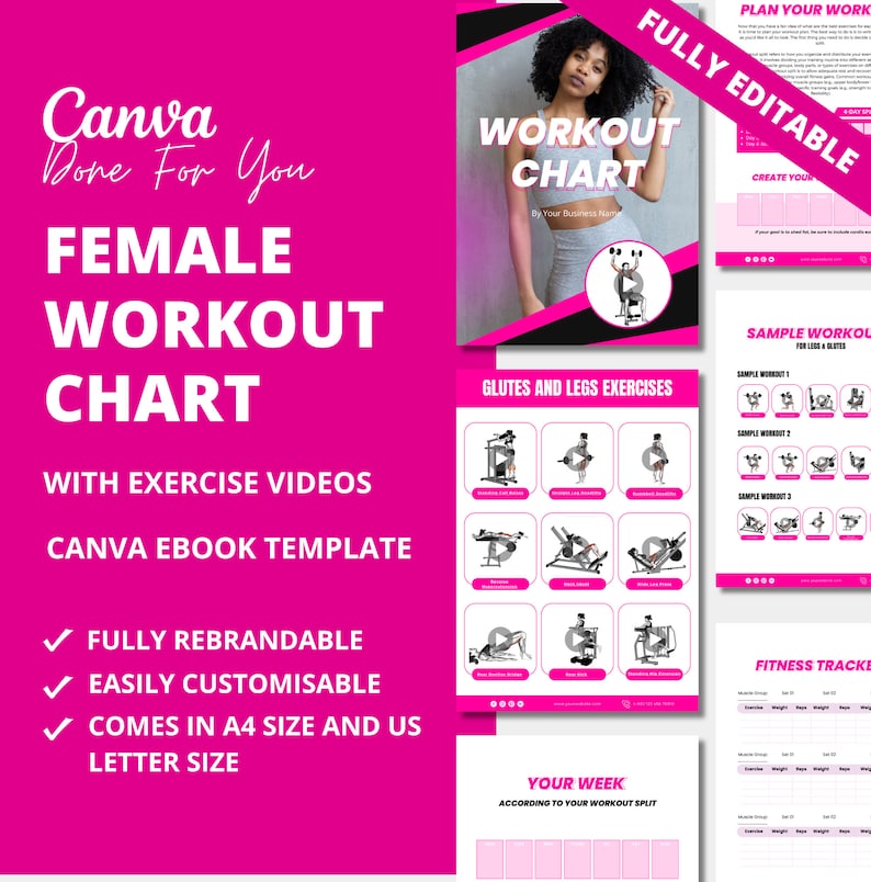 Female Workout Chart: Canva Ebook Template (PLR Digital Product) - Etsy