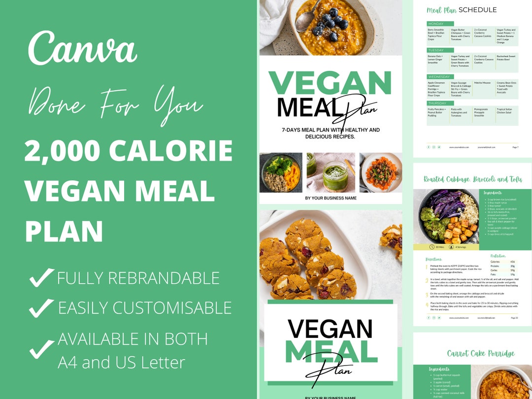 7-day Vegan Meal Plan Template With Healthy and Delicious - Etsy