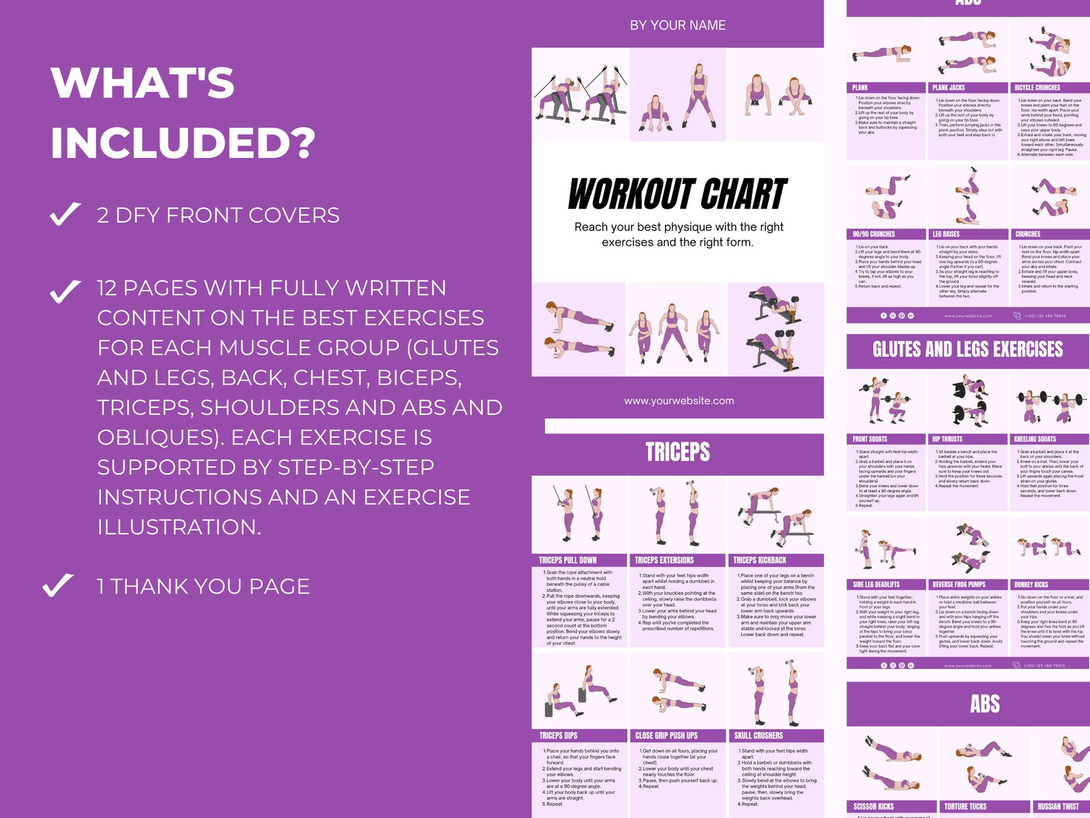 Workout Chart Exercise Chart With Exercise Illustrations and - Etsy UK