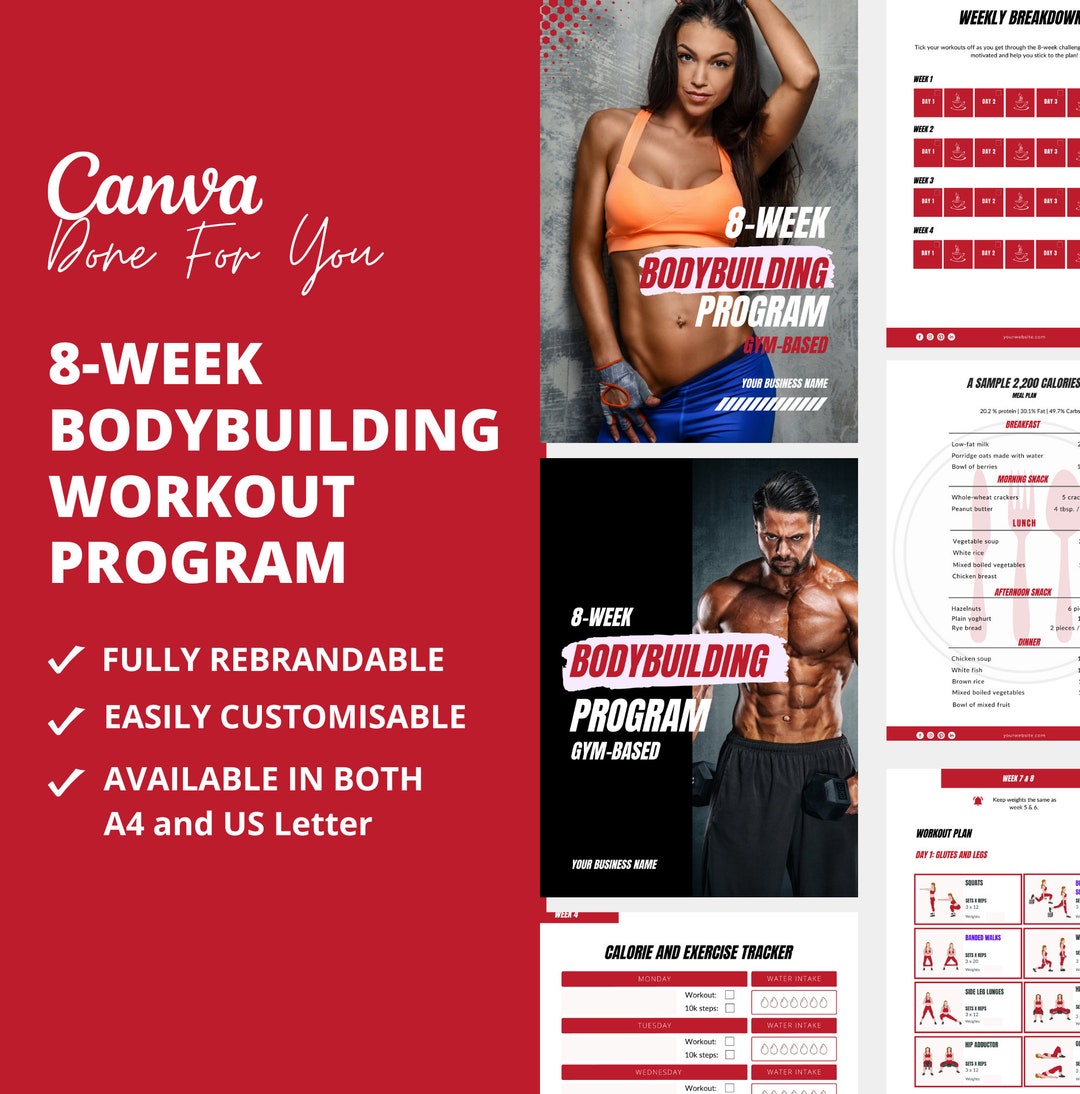8-week Bodybuilding Program, Fitness Program Template, Health Coaching ...