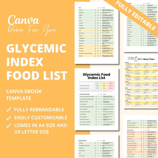 Glycemic Index Food Chart - Etsy