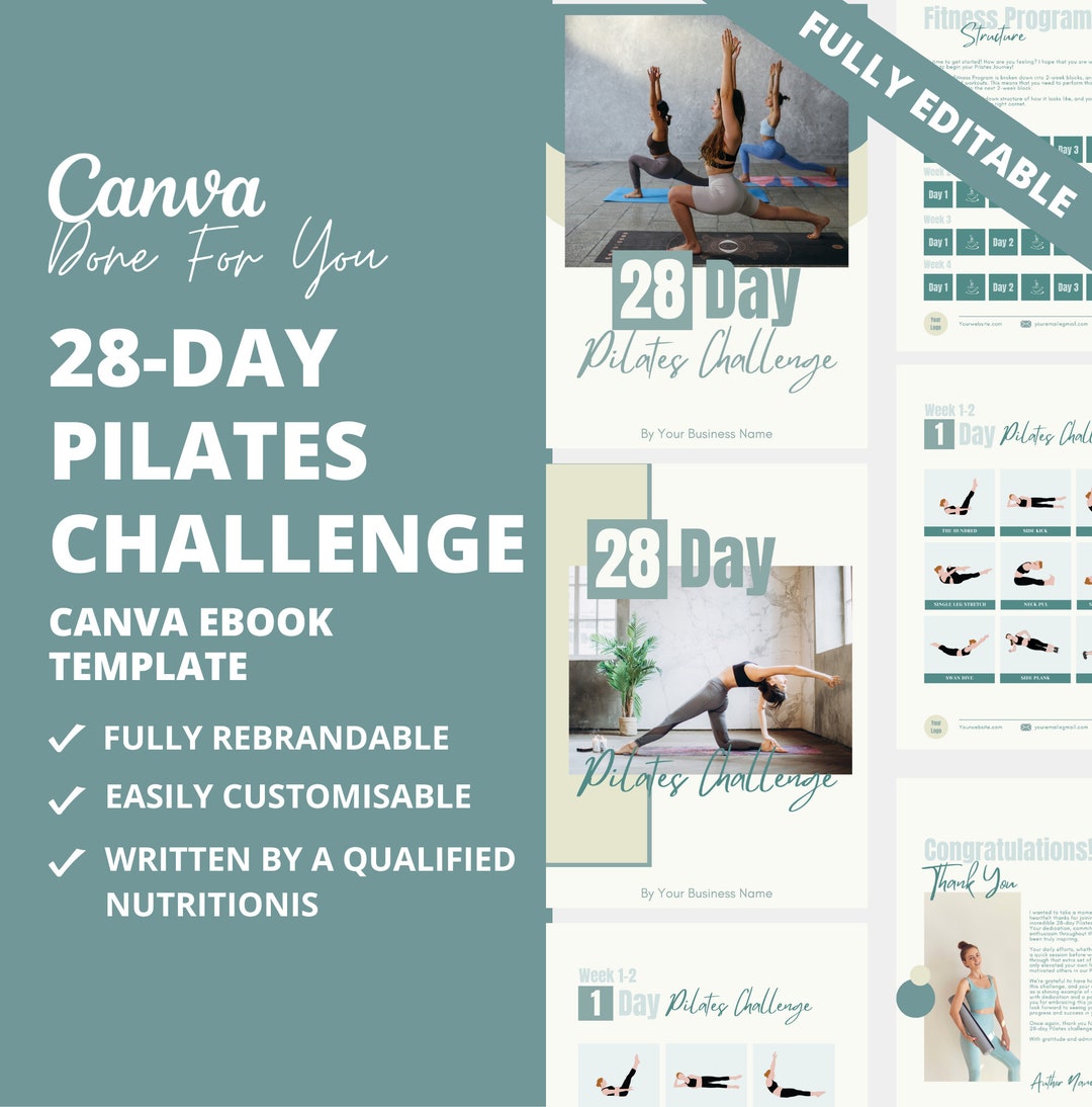 28-day Pilates Challenge, Fitness Program Template, Health Coaching ...