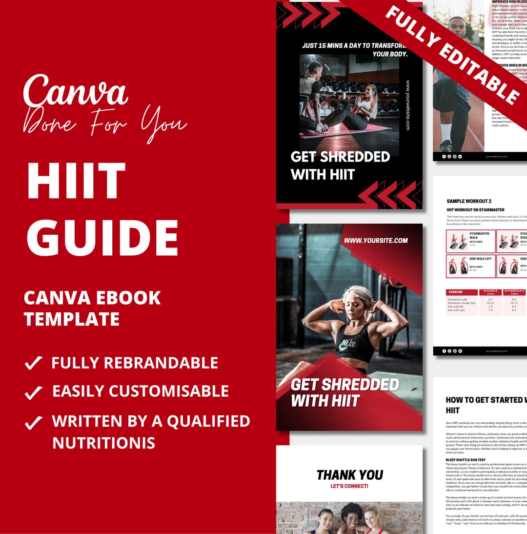 HIIT Guide, Fitness Program Template, Workout Template for Health and ...