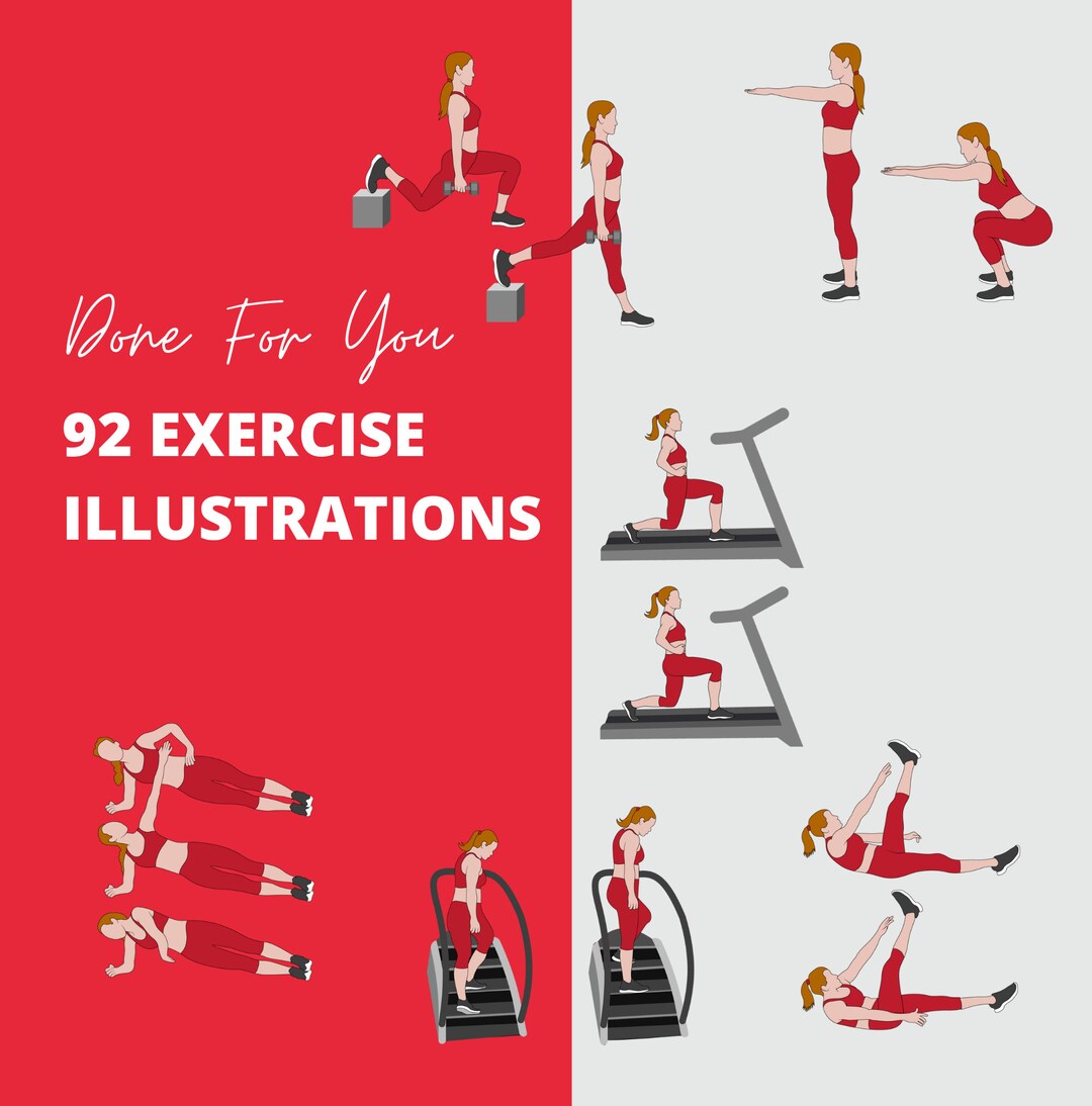 92 Exercise Illustrations in PNG Format for Health and Fitness Coaches ...