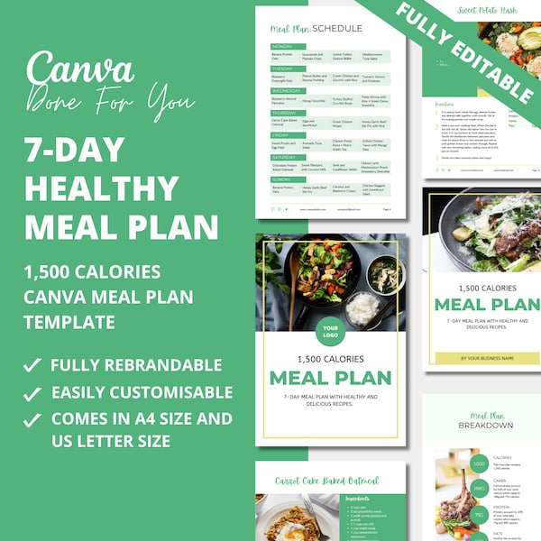 Nutrition & Diet Planner Template, Canva Planner Template, Digital ...