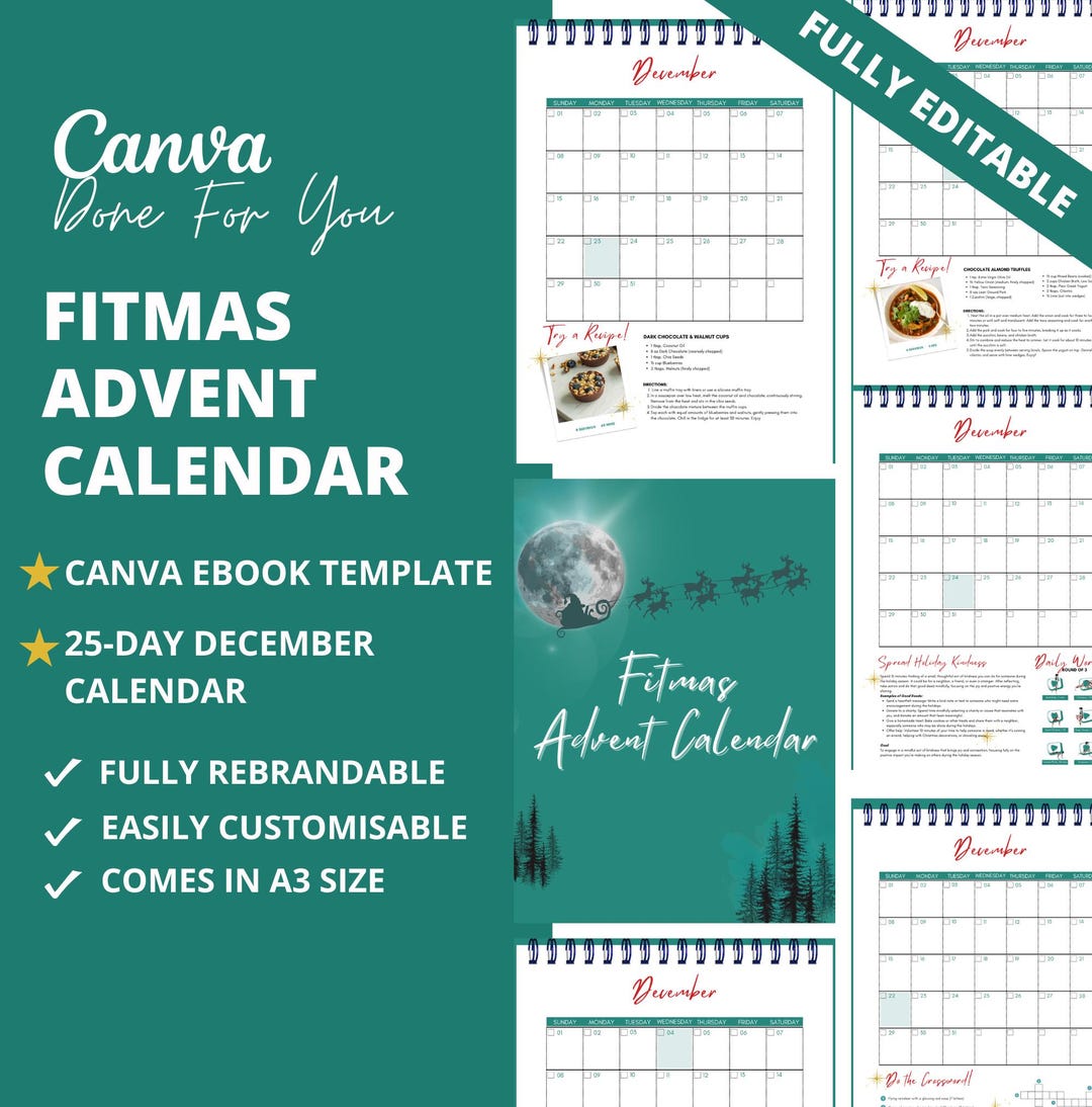 Fitmas Advent Calendar, PLR Digital Products, Canva Ebook Template ...