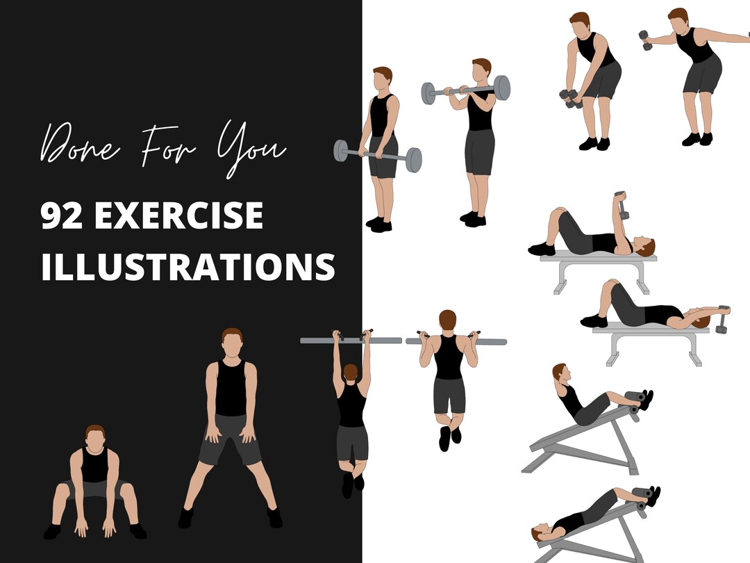 92 Exercise Illustrations in PNG Format for Health and Fitness Coaches ...