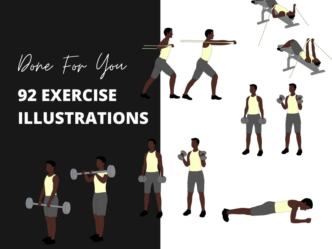 92 Exercise Illustrations in PNG Format for Health and Fitness - Etsy