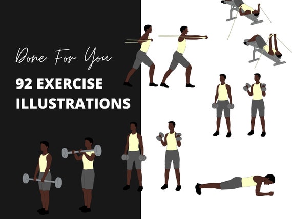 92 Exercise Illustrations in PNG Format for Health and Fitness - Etsy