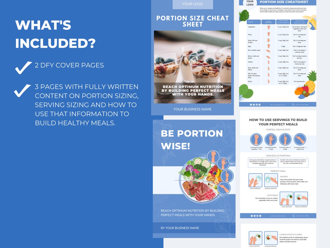 Portion Size Cheat Sheet Portion Size Charts Nutrition Ebook | Etsy