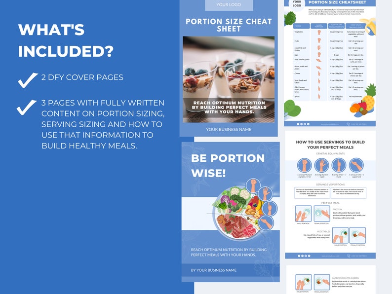 Portion Size Cheat Sheet Portion Size Charts Nutrition Ebook | Etsy