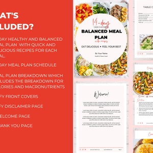 14-day Meal Plan Template With Healthy and Delicious Recipes, 1,500 ...