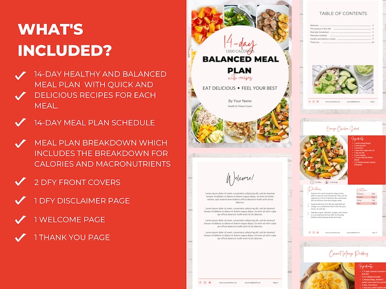 14-day Meal Plan Template: Canva Ebook With Recipes (PLR) - Etsy