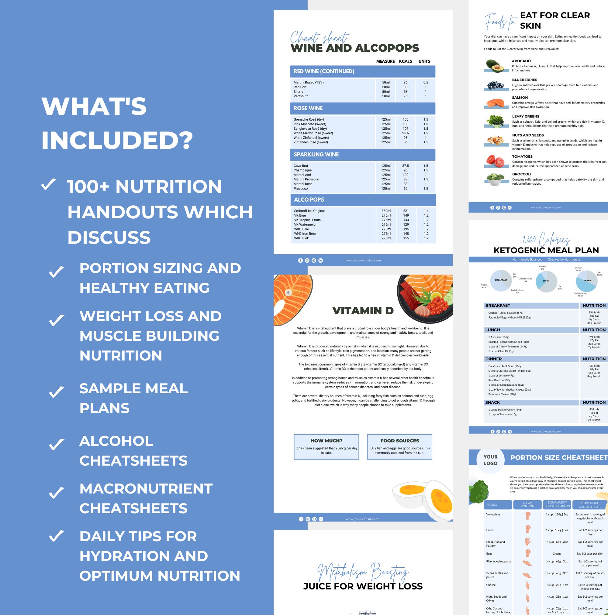 100 Nutrition Handout Templates for Health and Fitness Coaches, Canva ...