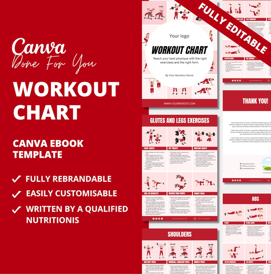 Workout Chart, Exercise Chart With Exercise Illustrations and Step-by ...