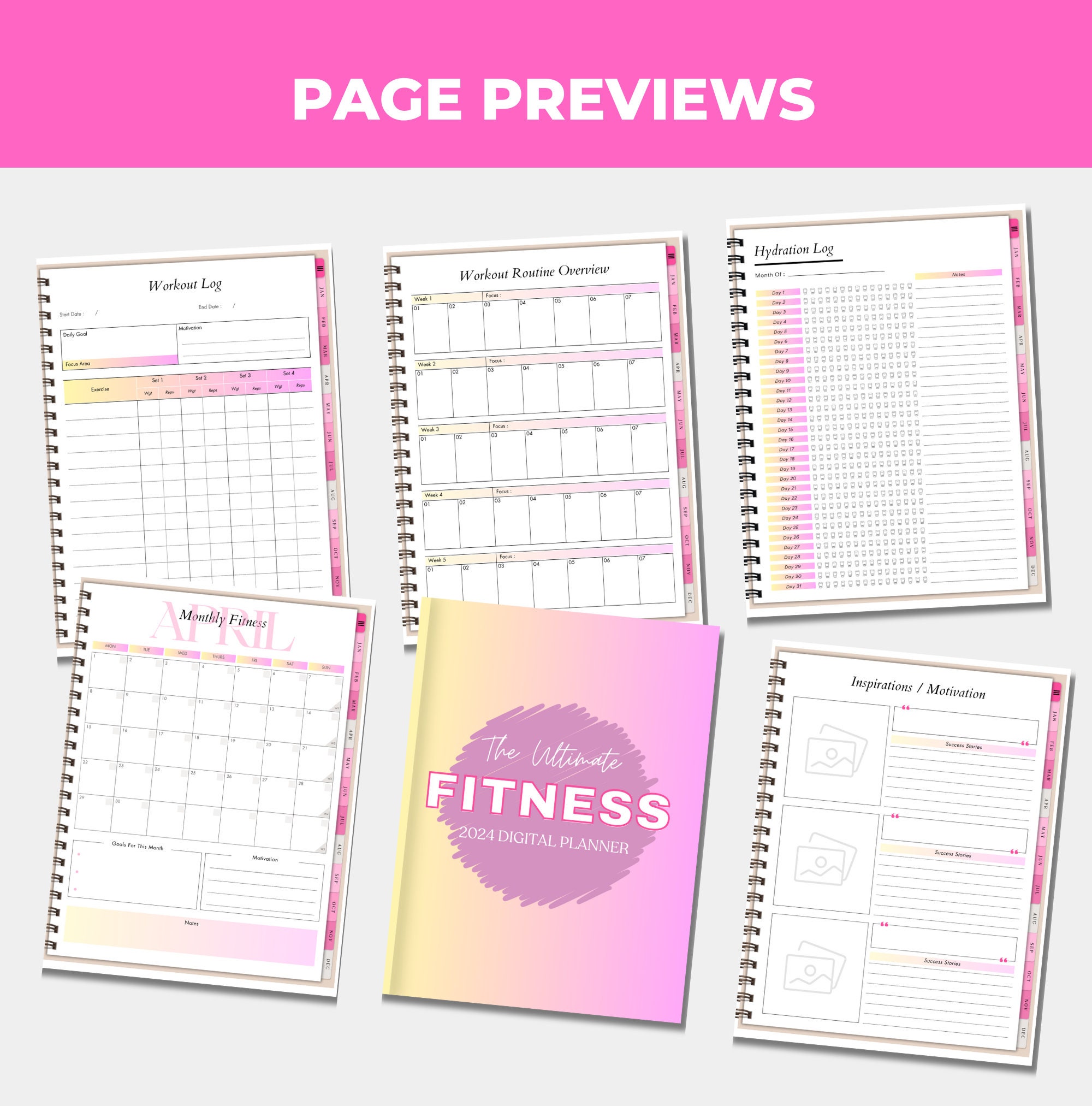 Fitness & Workout Planner Template, Canva Planner Template, Digital ...