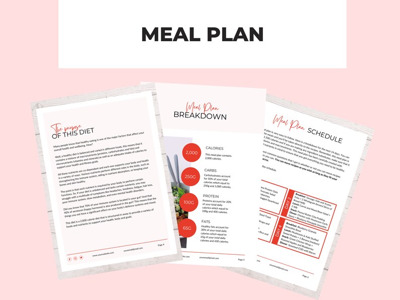 14-day Meal Plan Template With Healthy and Delicious Recipes, 2,000 ...