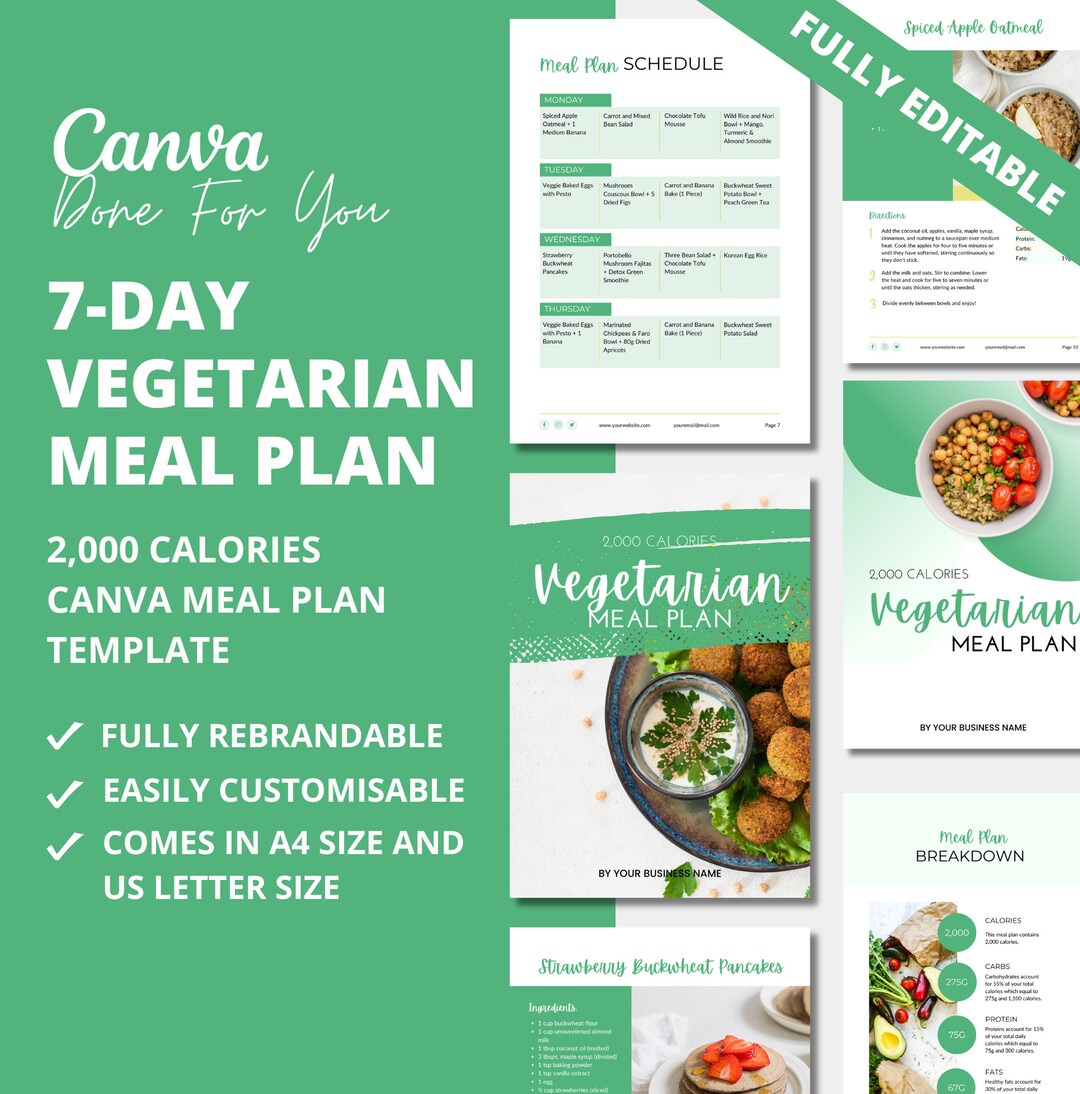 7-day Vegetarian Meal Plan Template With Healthy and Delicious Recipes ...