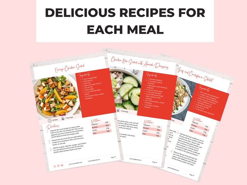 14-day Meal Plan Template: Canva Ebook With Recipes (PLR) - Etsy
