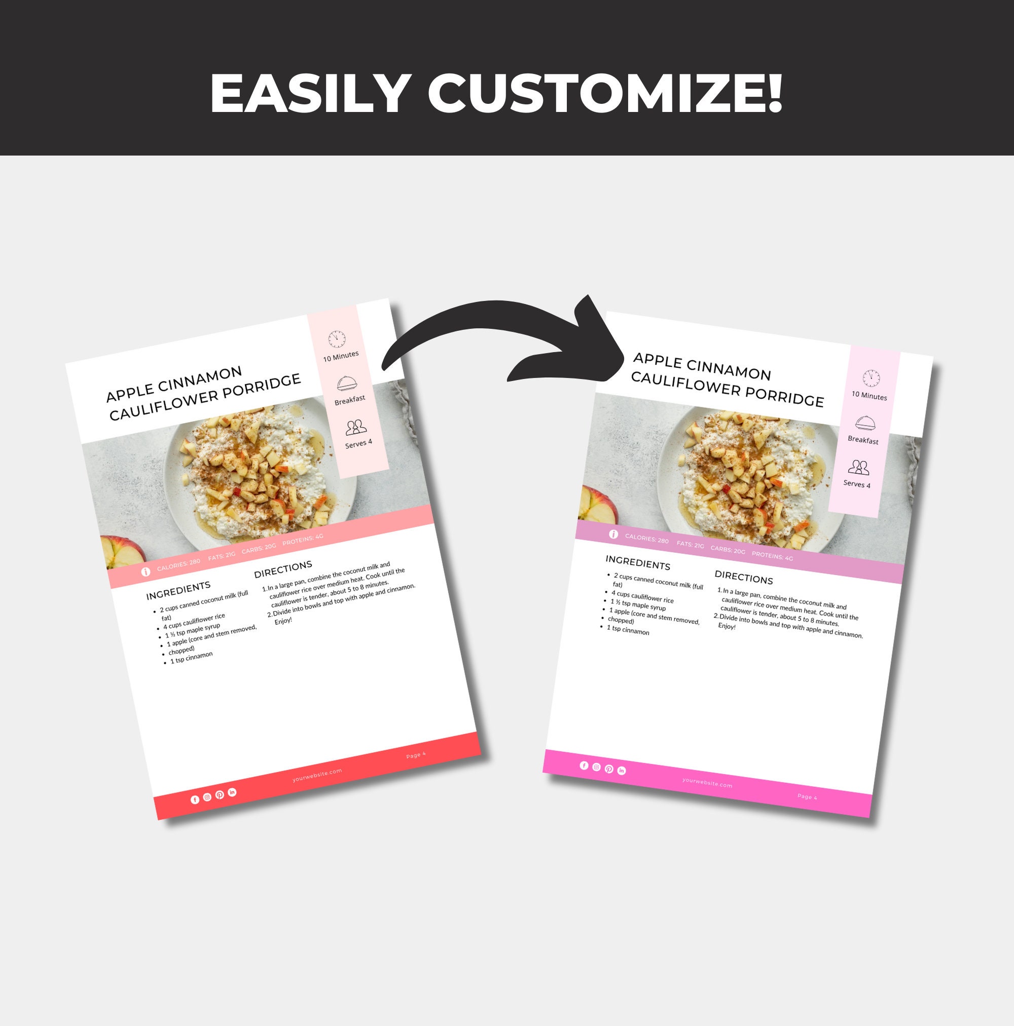 30 Keto Recipes, Cookbook Template, Recipe Book Template, Canva ...