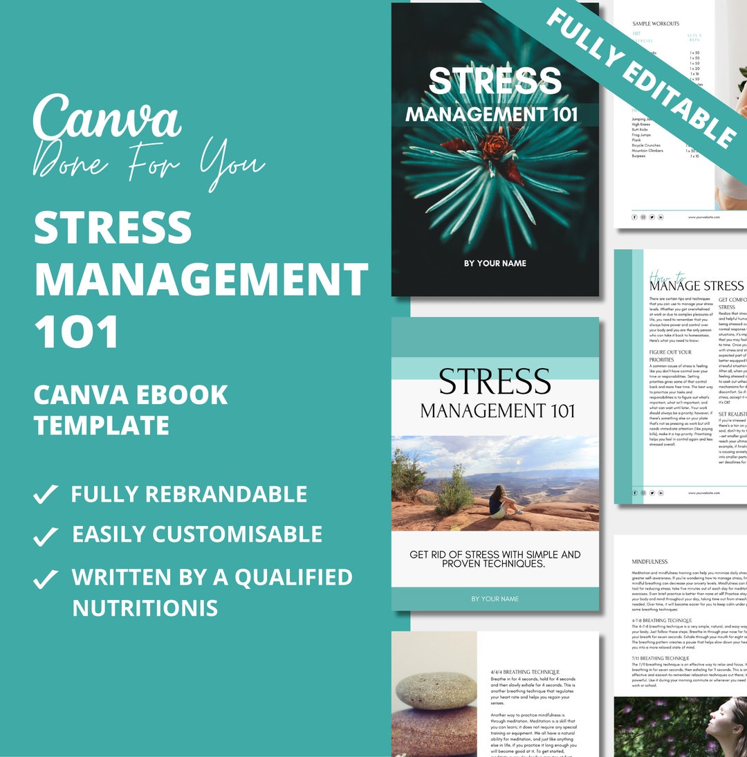 Stress Management Ebook Canva Template: PLR Digital Product - Etsy