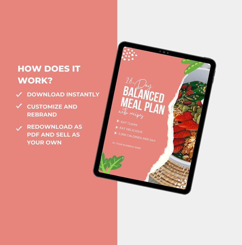 28-day Meal Plan Template With Healthy Recipes, 2,000 Calories per Day ...
