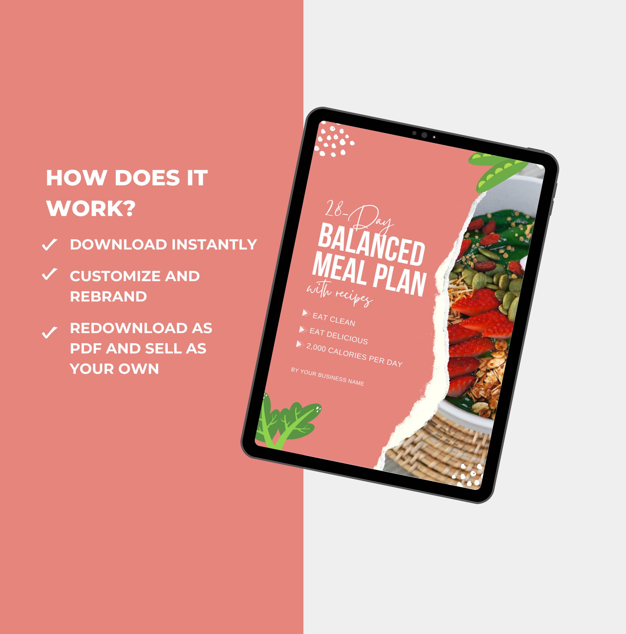 28-day Meal Plan Template With Healthy Recipes, 2,000 Calories per Day ...