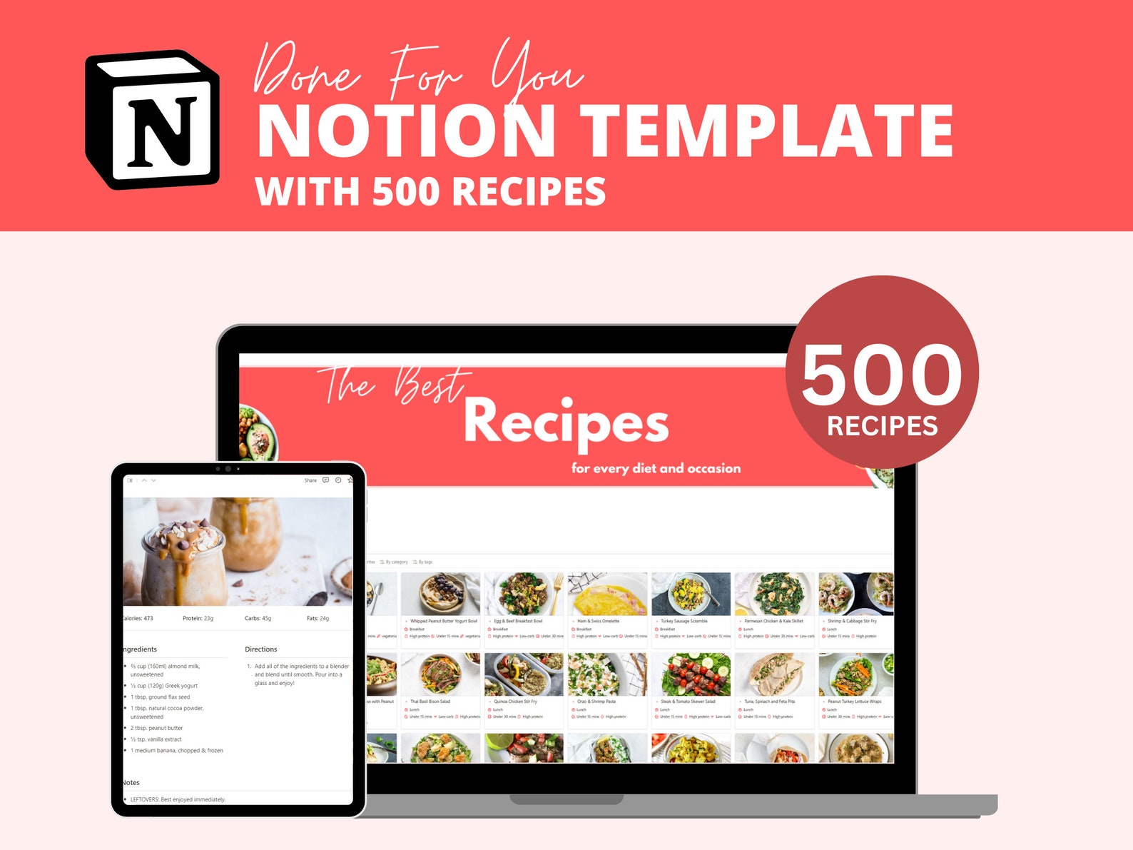 Notion Template, Notion Templates, Notion Recipe Manager With 500 Ready ...