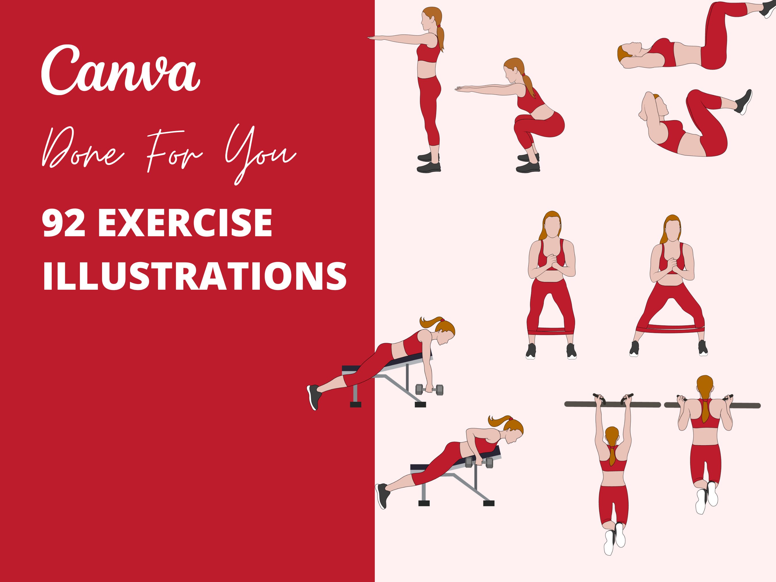 92 Exercise Illustrations in PNG Format for Health and Fitness - Etsy