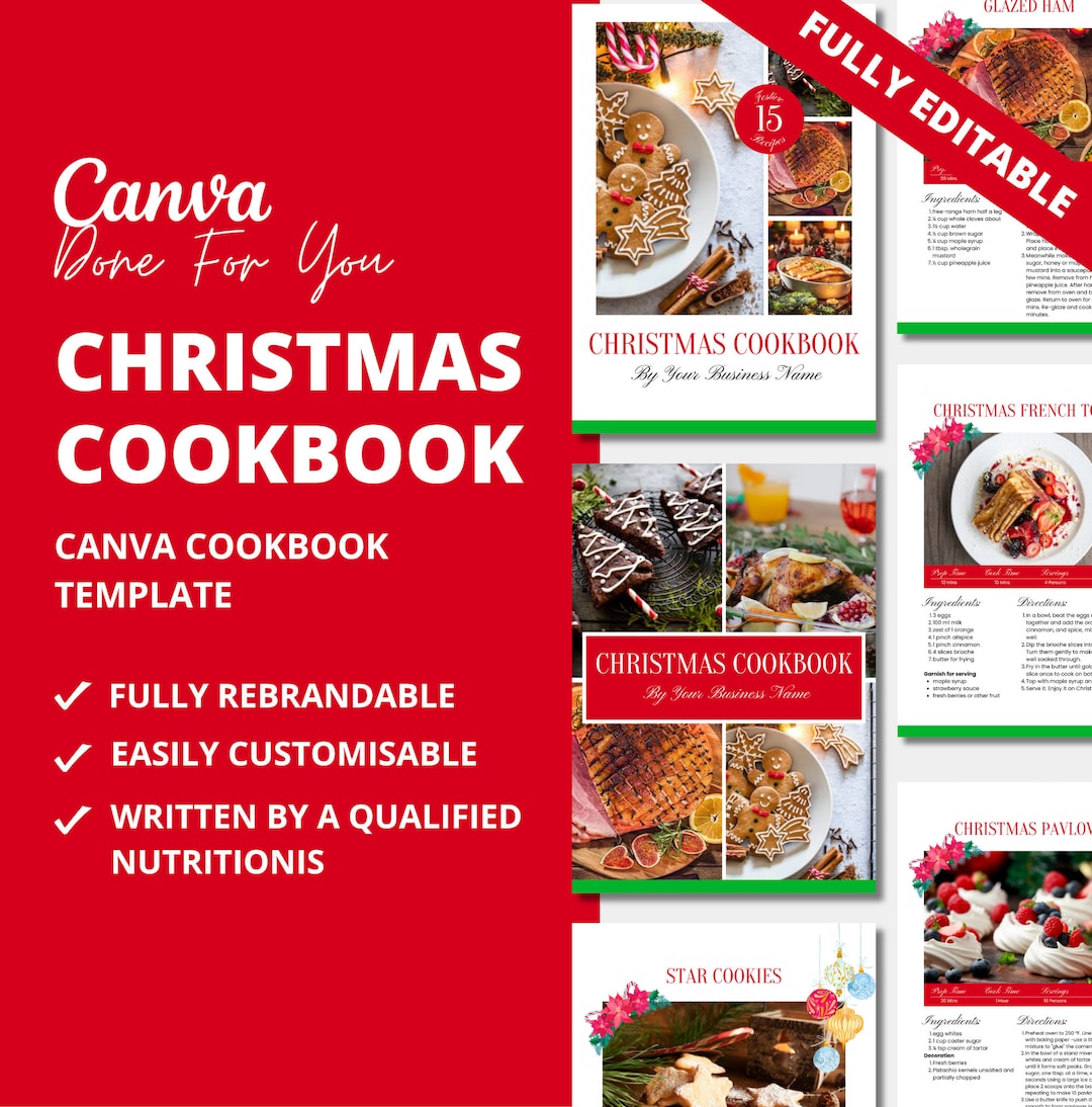 Christmas Cookbook Template With 15 Christmas Recipes, Canva Cookbook ...