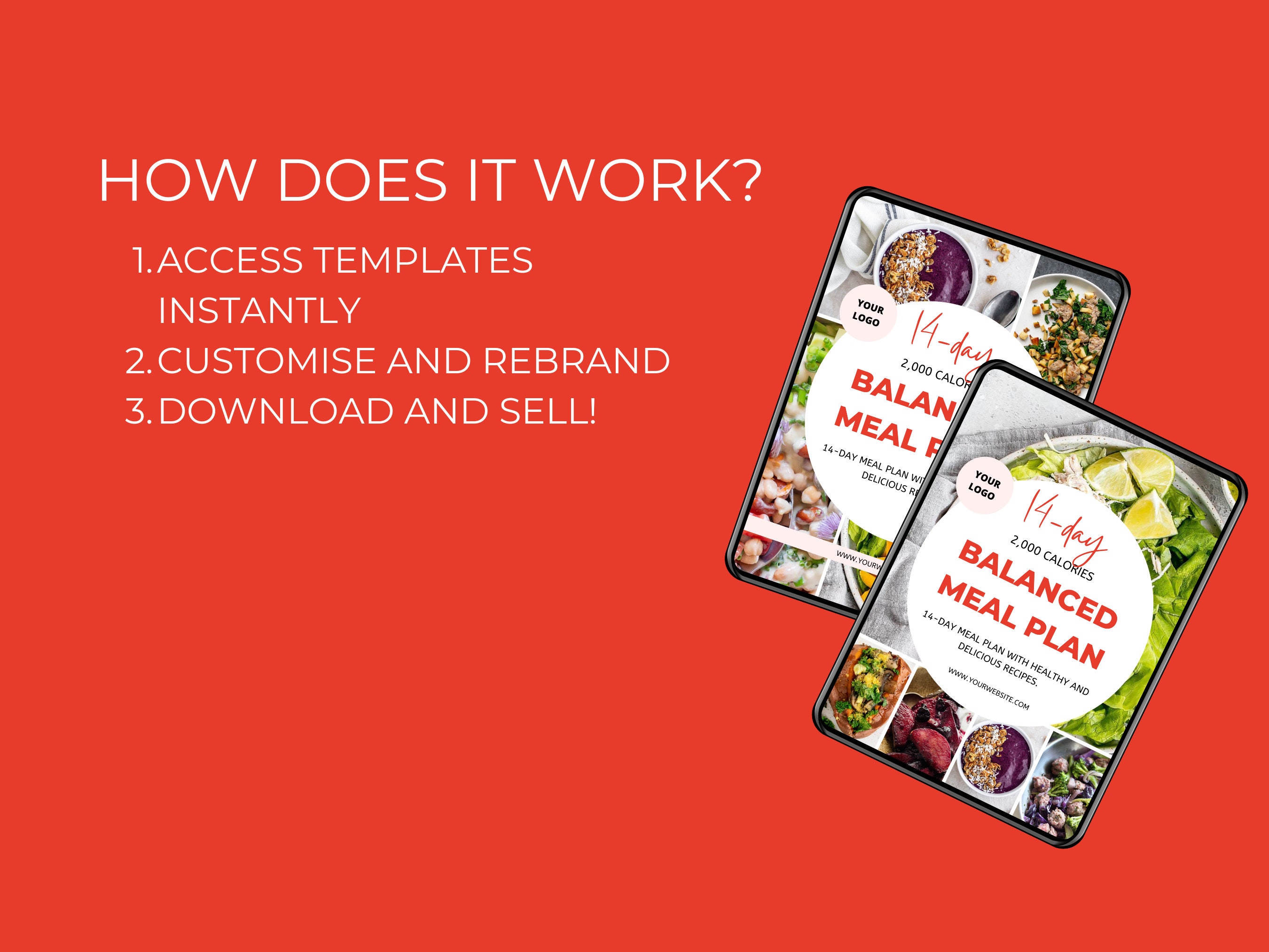 14-day Meal Plan Template With Healthy and Delicious Recipes, 2,000 ...