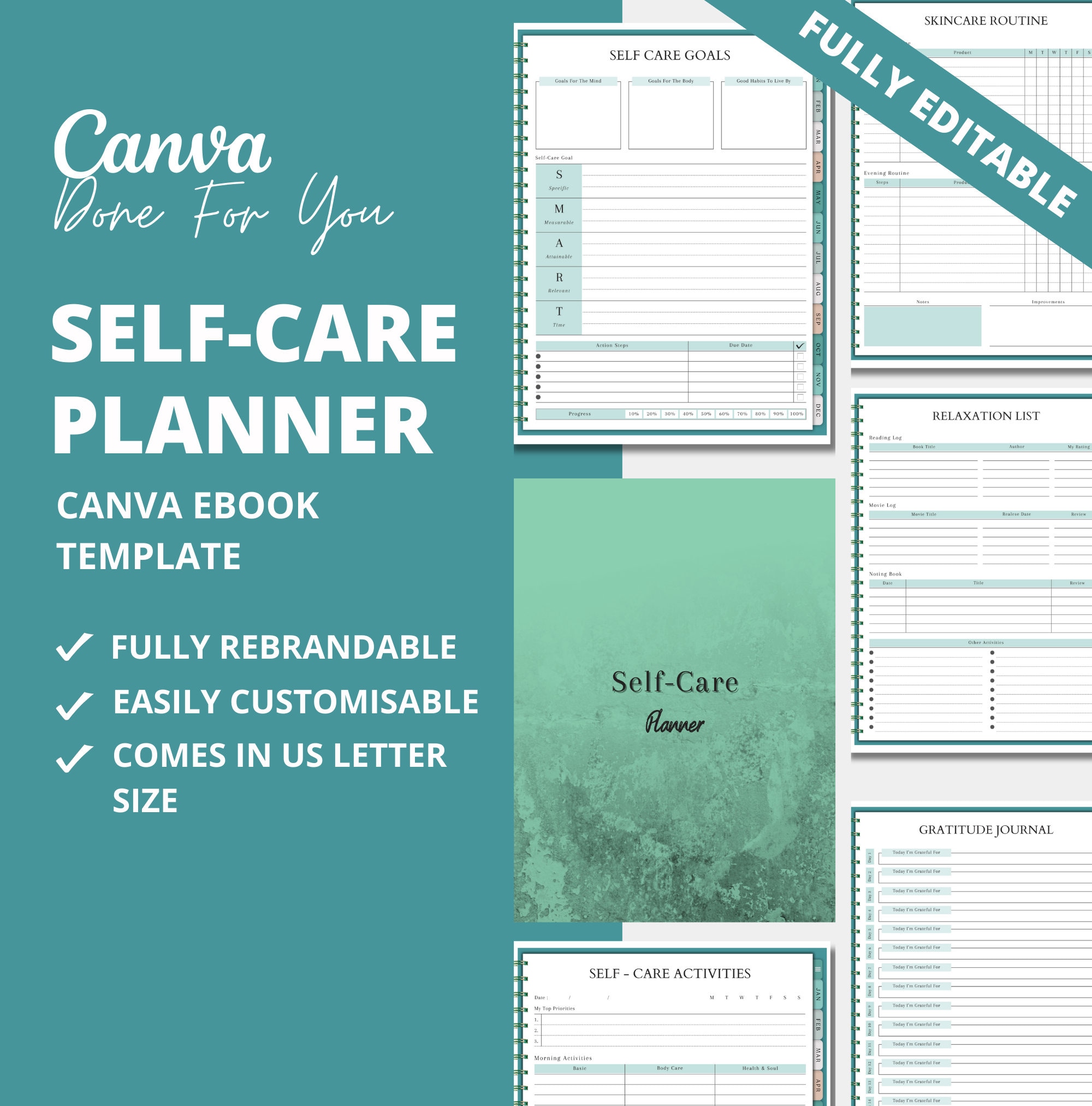 Self-care Planner Template, Canva Planner Template, Digital Planner ...