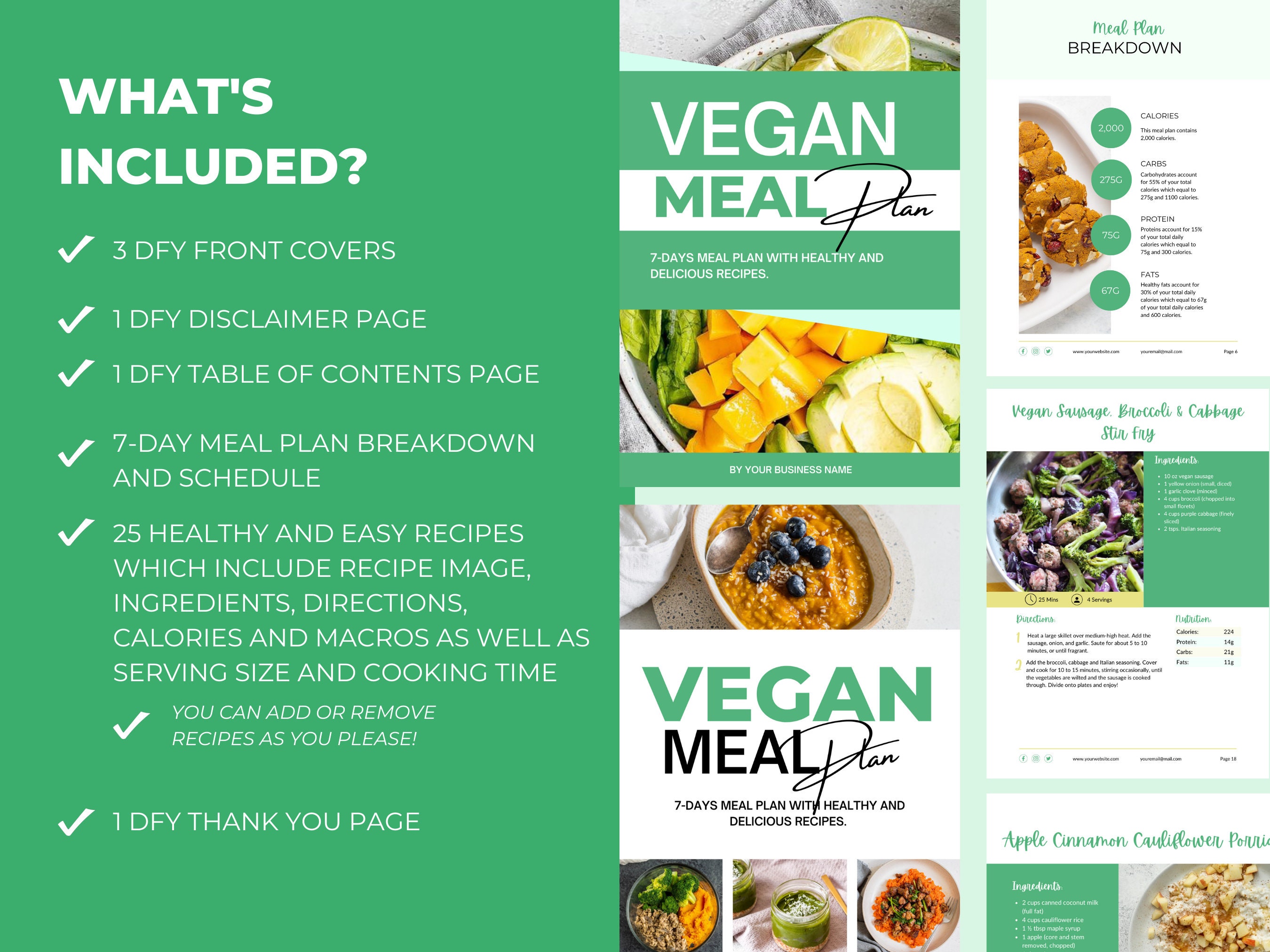 7-day Vegan Meal Plan Template With Healthy and Delicious - Etsy
