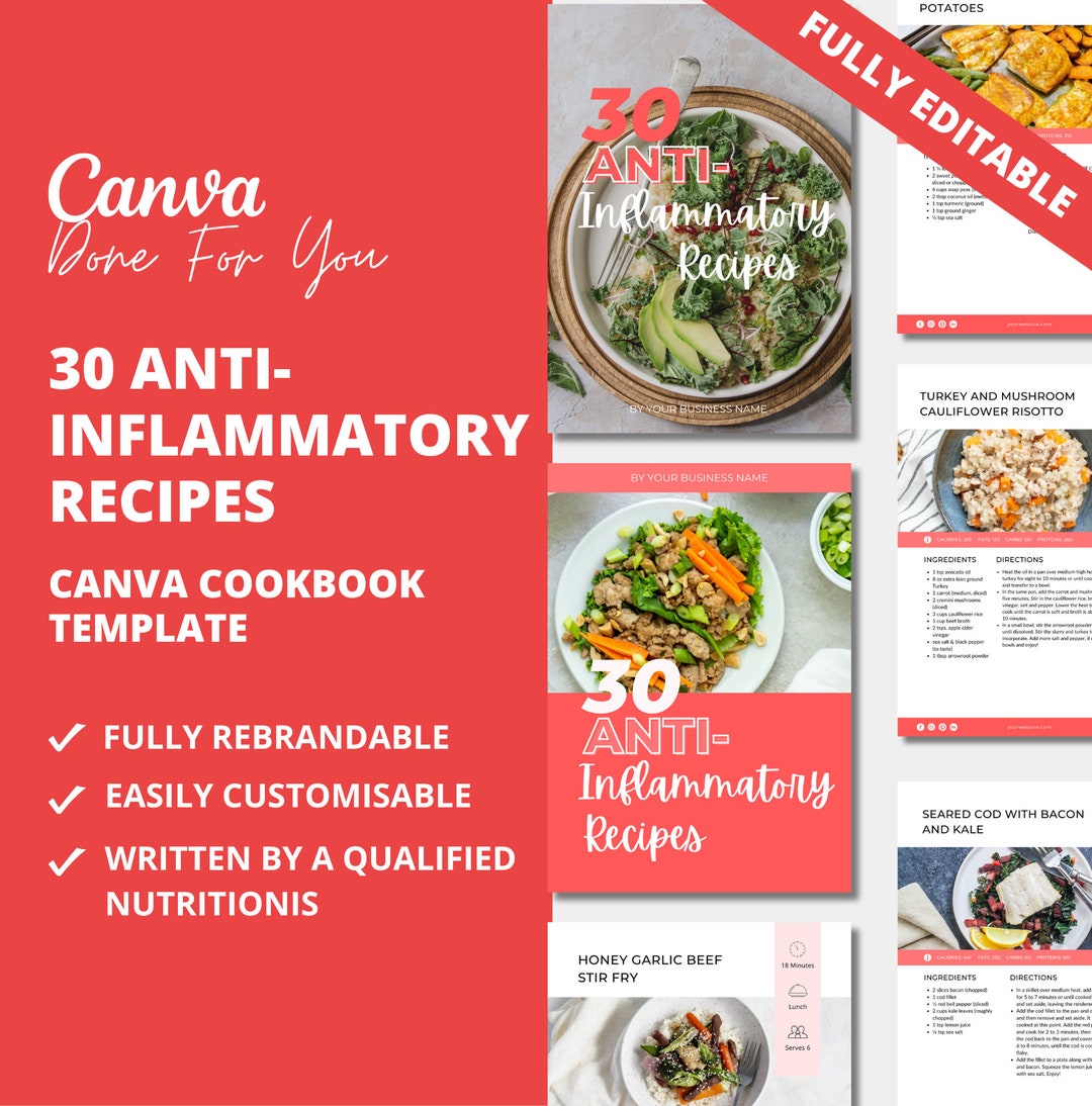 30 Anti-inflammatory Recipes, Cookbook Template for Health and Fitness ...