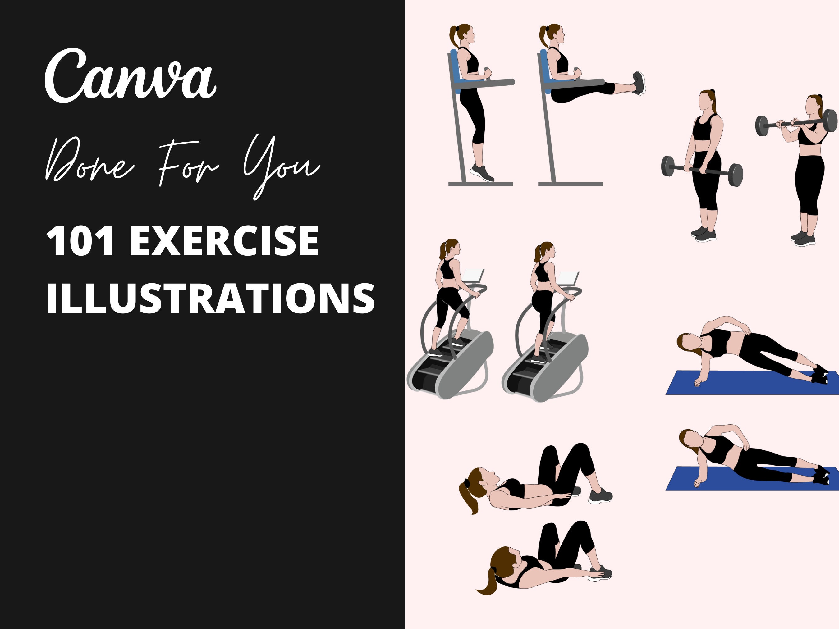 101 Exercise Illustrations in PNG Format for Health and Fitness Coaches ...