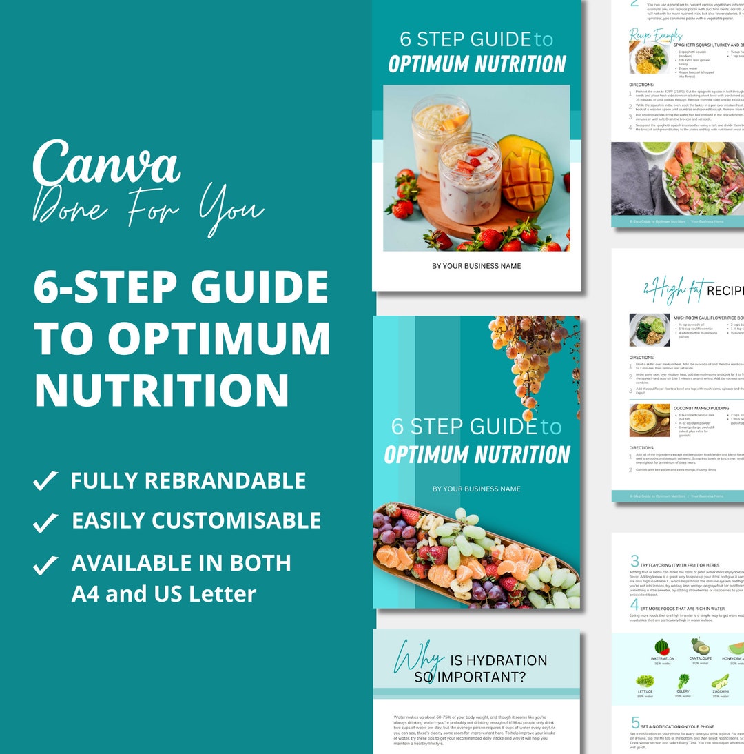 6 Step Guide to Optimum Nutrition, Nutrition Ebook Template for Health ...