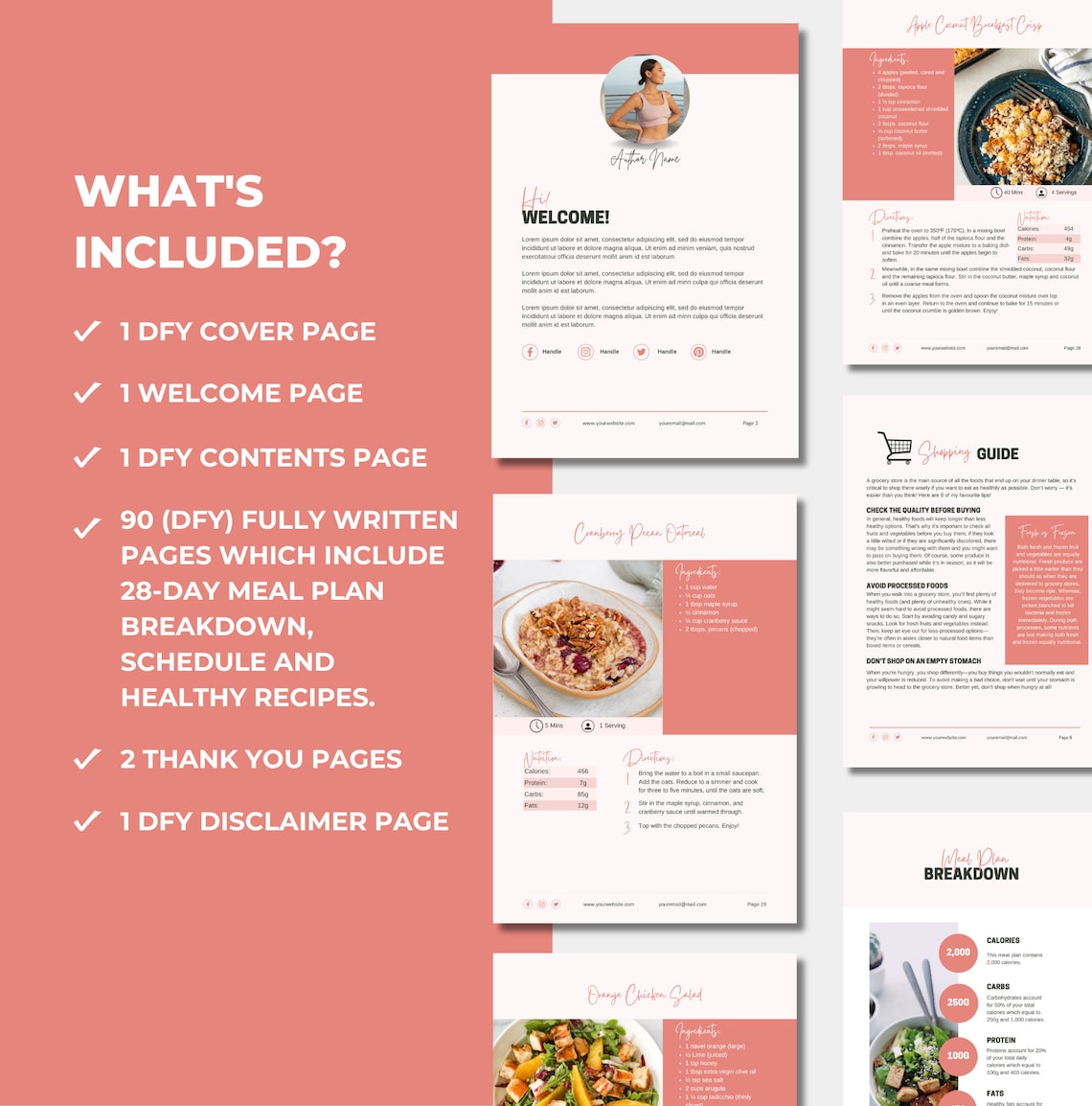 28-day Meal Plan Template With Healthy Recipes, 2,000 Calories per Day ...