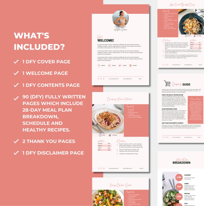 28-day Meal Plan Template With Healthy Recipes, 2,000 Calories per Day ...