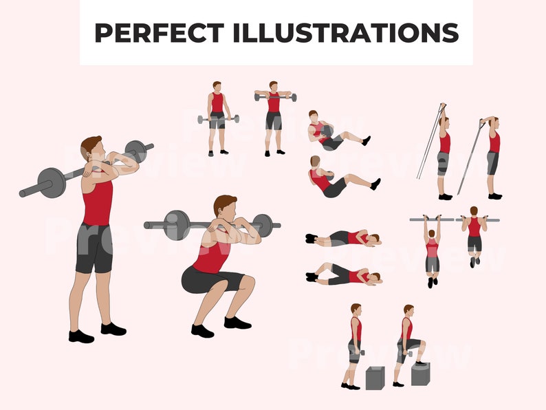92 Exercise Illustrations in PNG Format for Health and Fitness Coaches ...
